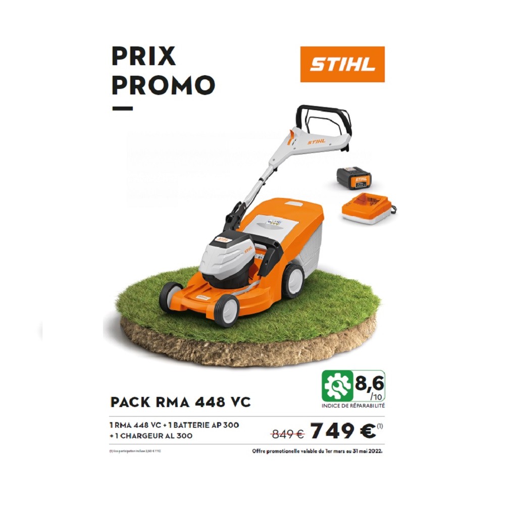 Tondeuse poussée STIHL RMA 448 VC PACK - Fournials Motoculture