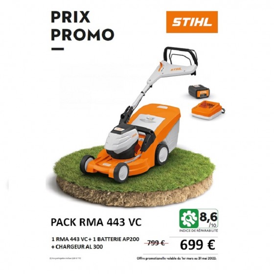 Tondeuse poussée STIHL RMA 443 VC PACK - Fournials Motoculture